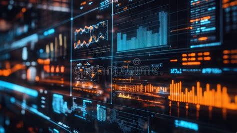Futuristic Interface Displaying Complex Data Analysis Financial Charts