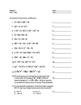 Polynomials Unit 7 Test By Jwdaisy Teachers Pay Teachers