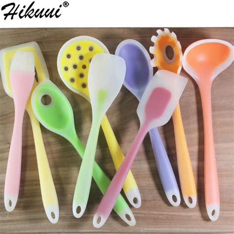 비 스틱 실리콘 나일론 요리 도구 1 개 주방 숟가락 주걱 삽 브러시 다채로운 무지개 주방 용품기구 세트 Aliexpress