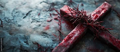Crucifix Crafted From Blood Crowned With Thorns Good Friday Easter