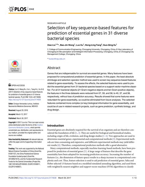 Pdf Selection Of Key Sequence Based Features For Prediction Of