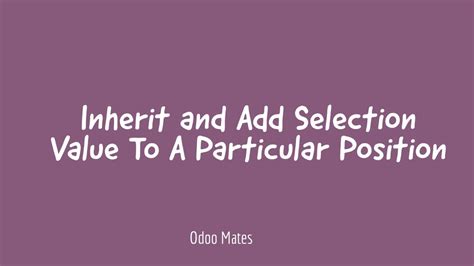 Inherit And Add Value To Particular Position In Odoo Selection Field Youtube