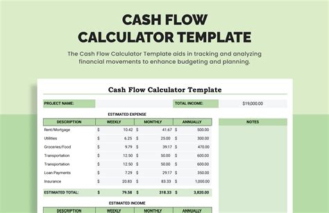 cash flow calculator excel template