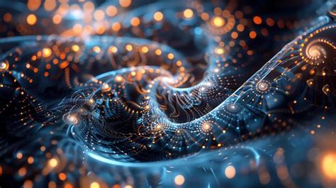 Premium Photo Abstract Glowing Blue And Orange Particles Form A Wave Pattern Against A Dark