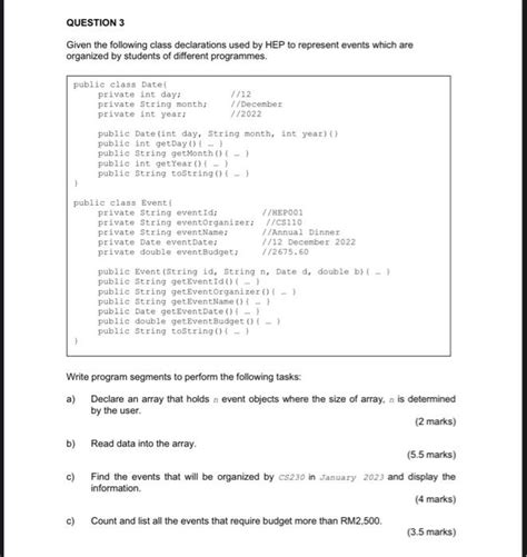 solved given the following class declarations used by hep to