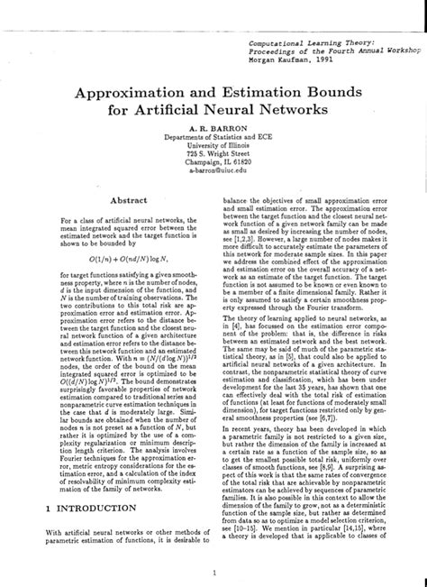 Pdf Approximation And Estimation Bounds For Artificial Neural Networks