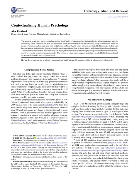 Pdf Contextualizing Human Psychology