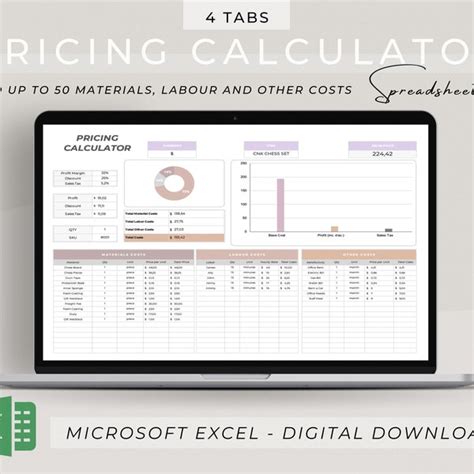 Pricing Template Excel Etsy