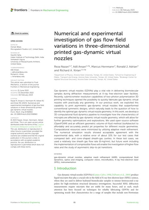 Pdf Numerical And Experimental Investigation Of Gas Flow Field Variations In Three Dimensional
