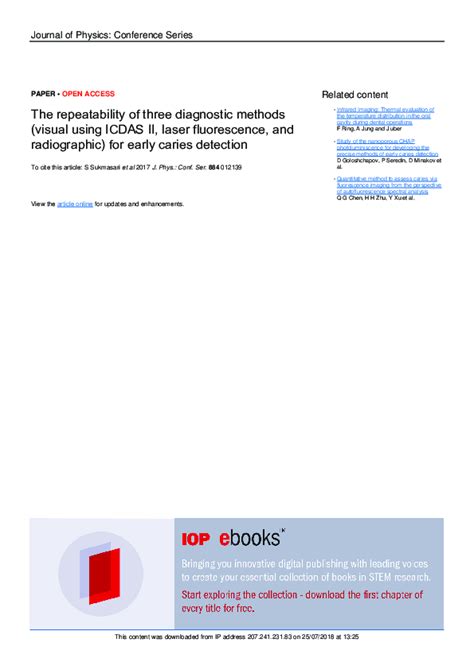Pdf The Repeatability Of Three Diagnostic Methods Visual Using Icdas