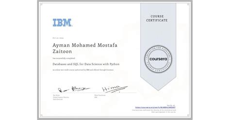 Ayman Mohamed On Linkedin Completion Certificate For Databases And Sql