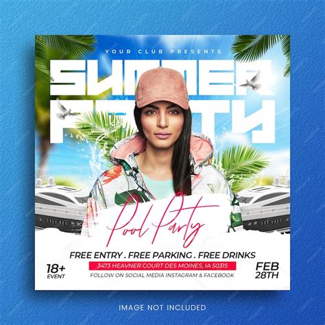Premium Psd Summer Beach Yacht Club Party Flyer Social Media Template