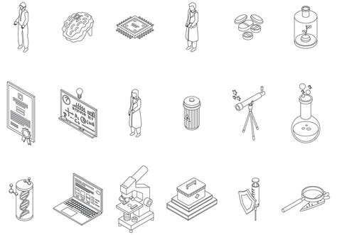 Research Scientist Icons Set Vector Outline 12321824 Vector Art At Vecteezy