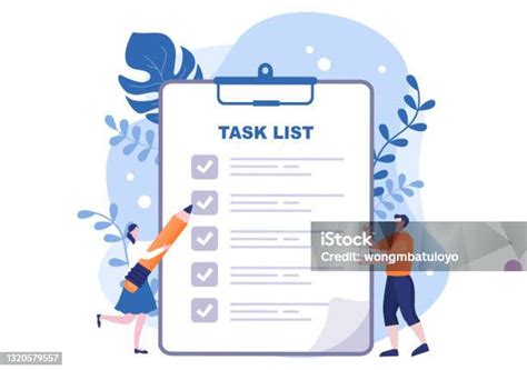 작업 목록 벡터 일러스트레이션을 수행하려면 시간 관리 작업 계획 또는 일일 목표 구성을 나열합니다 방문 페이지 템플릿 가입서에