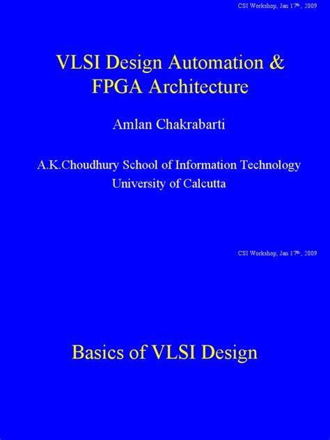 vlsi design automation and fpga architecture csi jan 17 pdf