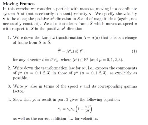 Solved Moving Frames In This Exercise We Consider A Chegg