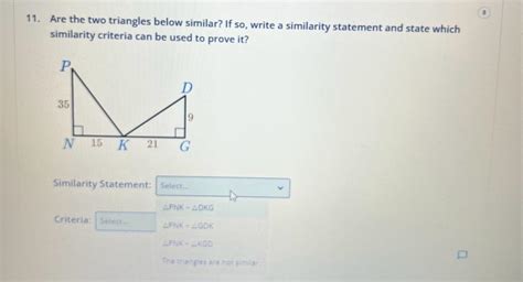 solved 10 are the two triangles below similar if so write