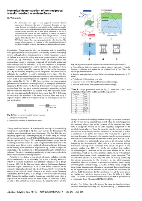 Pdf Nonlinear Metamaterial Surfaces For Absorption Of High Power Microwave Surface Currents