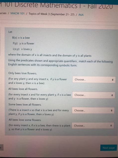 Solved 1 101 Discrete Mathematics Fall 2020 Urses Macm