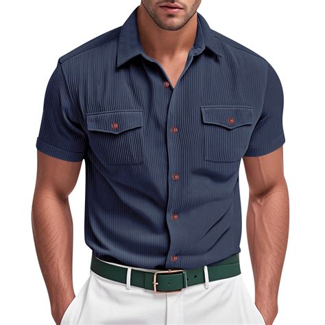 Caijunjia Button Shirts For Menmens Button Down Shirts Short Sleeve