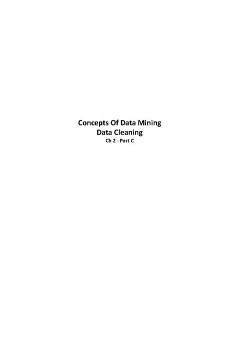 Data Mining Ch2 Part C Data Cleaning Concepts Of Data Mining Data Cleaning Ch 2 Part C
