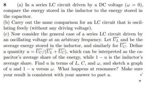 Solved A In A Series LC Circuit Driven By A DC Voltage Chegg Com