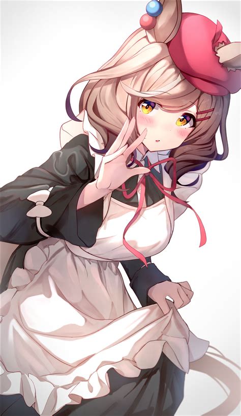 Maid Outfit Maid Blushing Lifting Dress Hd Phone Wallpaper Rare