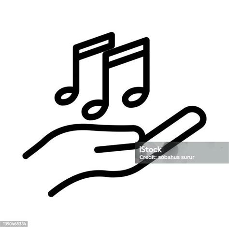 음악 메모 아이콘이있는 핸드 라인 아이콘 간단한 그림 모바일 개념 앱 라인 아이콘 및 웹 디자인 디자인 템플릿 벡터 개념에 대한 스톡 벡터 아트 및 기타 이미지 Istock