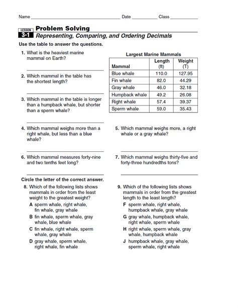 Lesson 3 1 Comparing And Ordering Decimals Doc Education