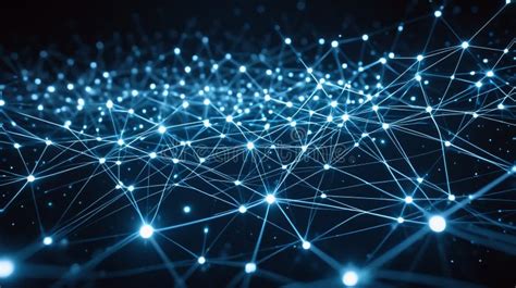 Digital Network With Blue Pulsing Lights In Futuristic Style Stock Illustration Illustration