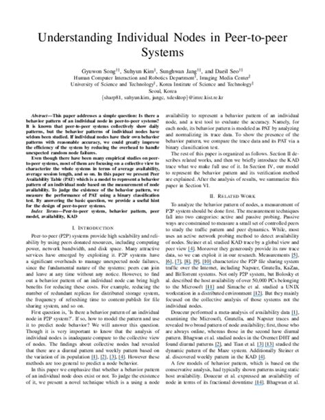 Pdf Understanding Individual Nodes In Peer To Peer Systems