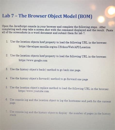 Solved Lab 7 The Browser Object Model Bom Open The