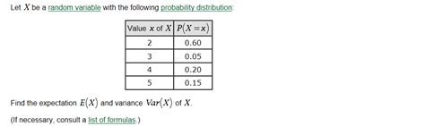 Solved Let X Be A Random Variable With The Following