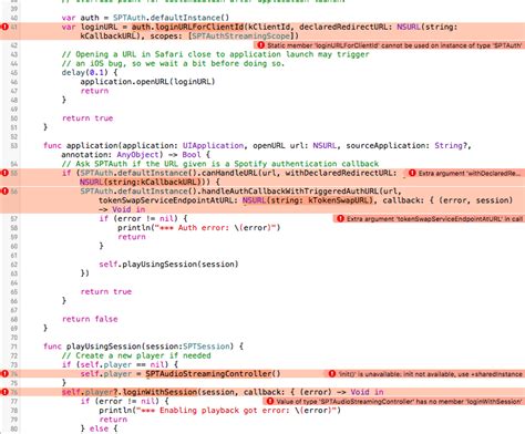 Xcode Ios Spotify Sample Auth And Playback Code On Swift Stack Overflow
