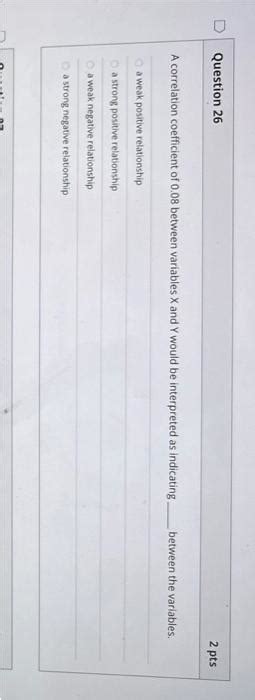 Solved A Correlation Coefficient Of 008 Between Variables X