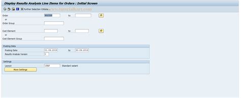 KOB SAP Tcode Orders WIP Results Anal Line Items