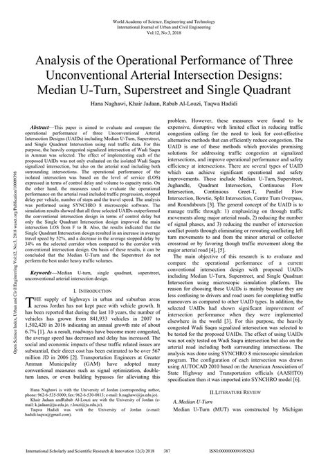 Solution Analysis Of The Operational Performance Of Three Unconventional Arterial Intersection