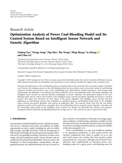 Pdf Optimization Analysis Of Power Coal Blending Model And Its