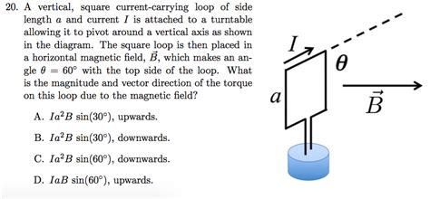 solved a vertical square current carrying loop of side