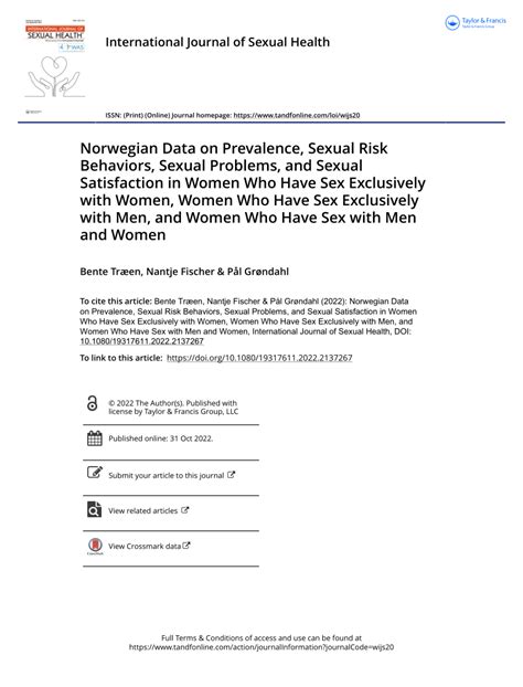 PDF Norwegian Data On Prevalence Sexual Risk Behaviors Sexual Problems And Sexual