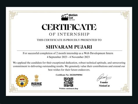pujari shivaram on linkedin webdevelopment internship motioncut