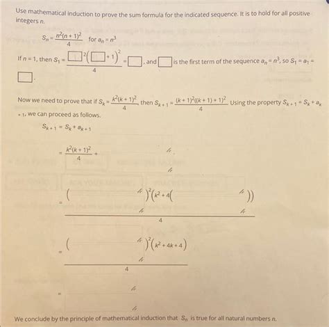 Solved Use Mathematical Induction To Prove The Sum Formula