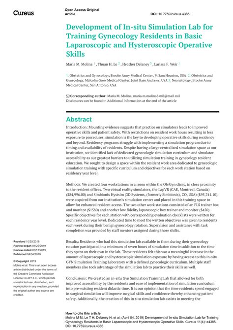 Pdf Development Of In Situ Simulation Lab For Training Gynecology