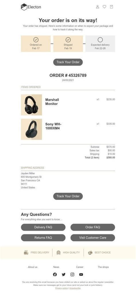 Order Is On Its Way Email Template By Fullname — Stripoemail