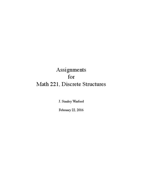 Math 221 Assignments Pdf Discrete Mathematics Mathematical Analysis