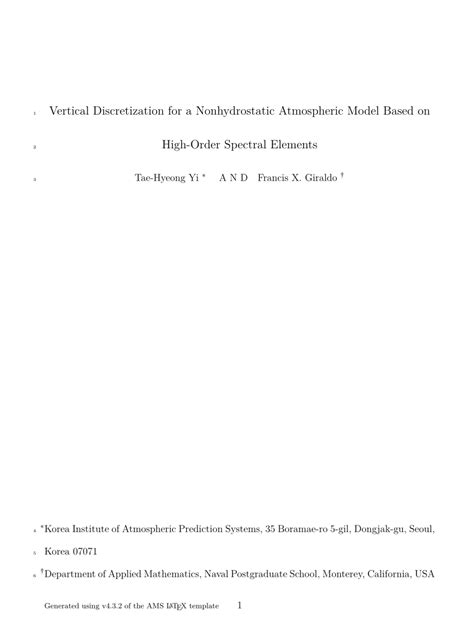 Pdf Vertical Discretization For A Nonhydrostatic Atmospheric Model