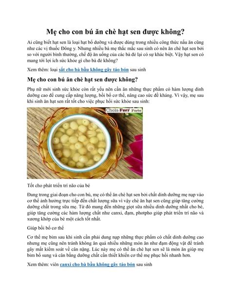 PPT Mẹ cho con bú ăn chè hạt sen được không PowerPoint Presentation ID 12838466