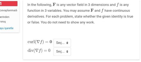 Solved In The Following F Is Any Vector Field In Chegg