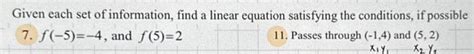 Solved Given Each Set Of Information Find A Linear Equation