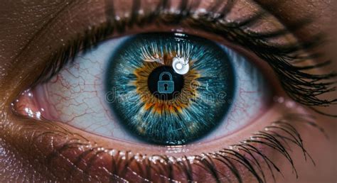 Close Up Of A Human Eye With A Lock Symbol Representing Security And